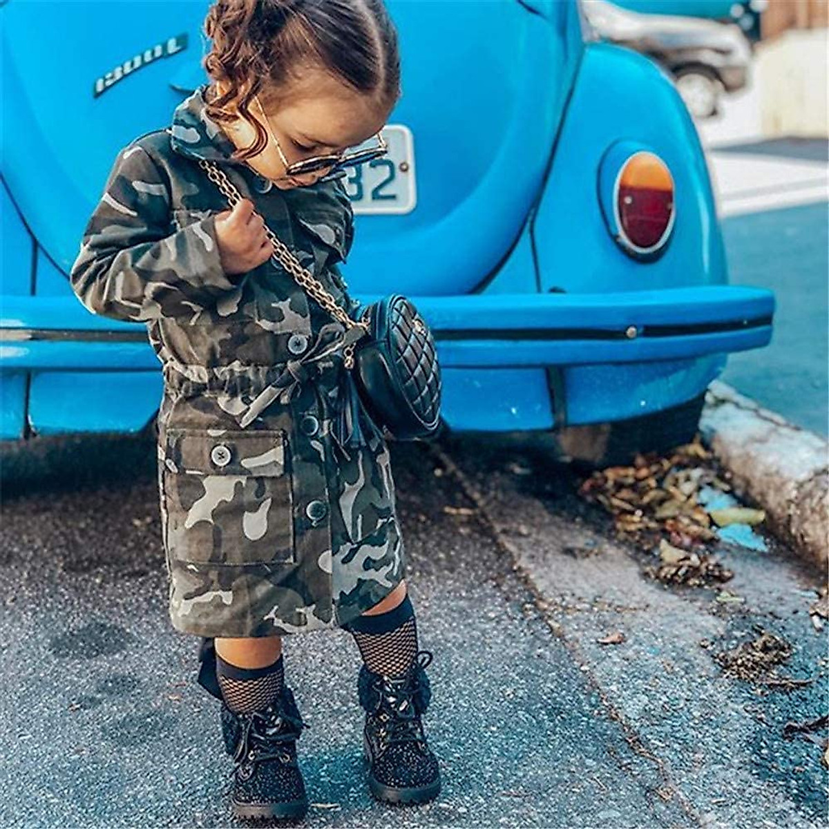 BOIZONTY Toddler Kids Baby Girl Camouflage Jacket Coat Casual Denim Windbreaker Button Down Outerwear Winter Fall Outfit Clothes (Camouflage,4-5 Years)