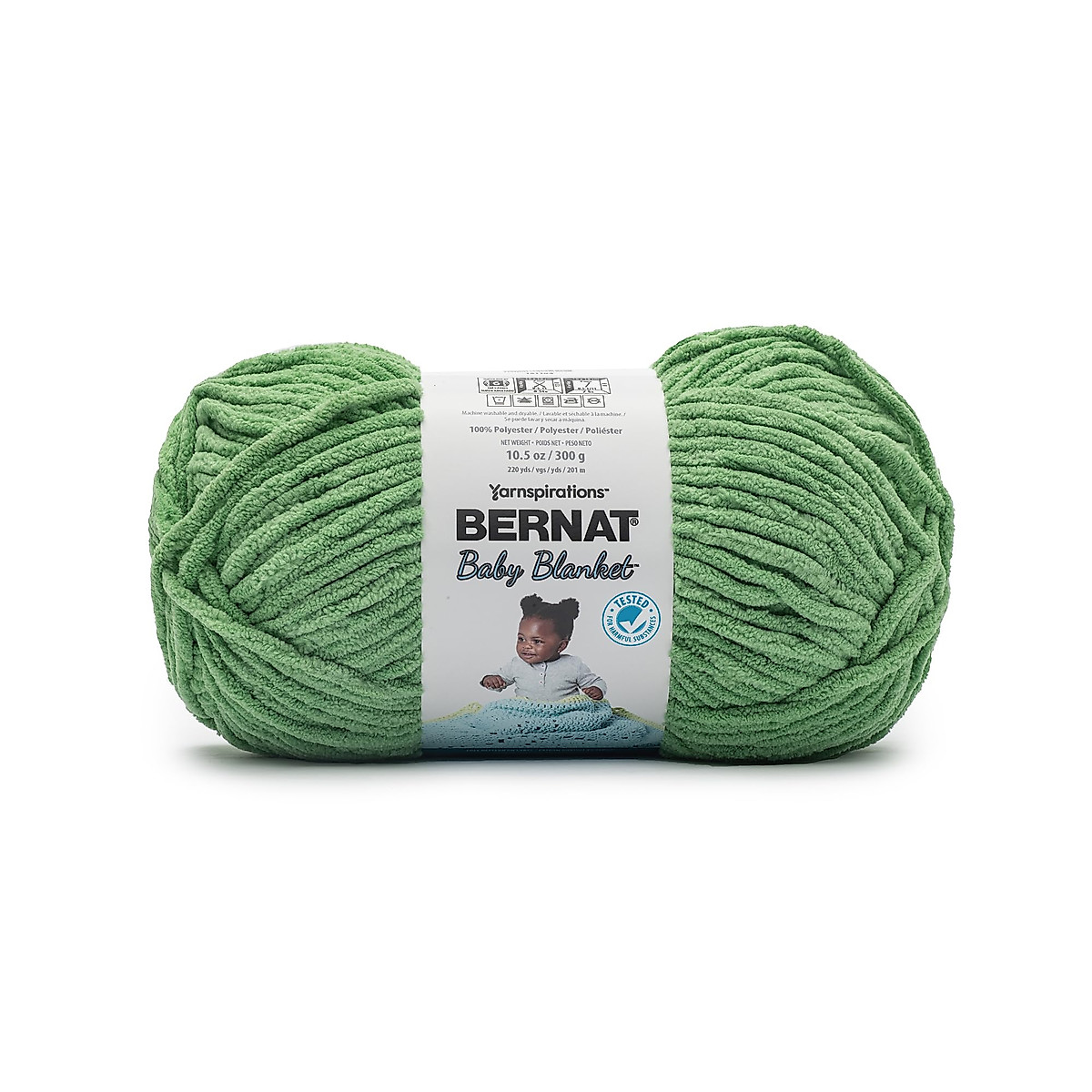Bernat Baby Blanket Green Yarn - 1 Pack of 300g/10.5 oz - 100% Polyester - #6 Super Bulky - 220 Yards - Knitting/Crochet