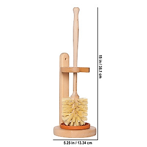REDECKER Oiled Beechwood Toilet Brush Stand with Tampico Fiber Toilet Brush, 9-7/8 inches - Natural Bristles are Heat-Resistant and Retain Shape, Made in Germany - Wood Toilet Brush Set