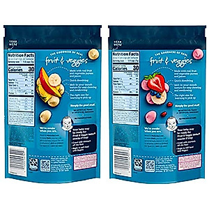 Gerber Graduates Fruit & Veggie Melts Snack Variety Pack, 3 Very Berry Blend and 3 Truly tropical Blend (Pack of 6)