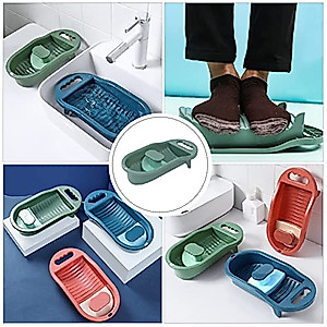 DOITOOL Washboard for Hand Washing Clothes Mini Washboard Personal Laundry Washboard Portable Socks Clothing Scrubbing Board Manual Clothes Handle Washboard 35x18cm