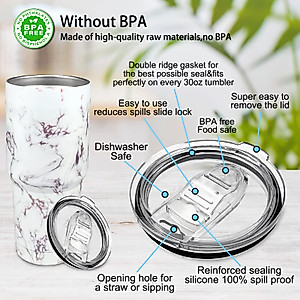 XccMe 30oz Tumbler Replacement Lids,2 Pack Spill Proof Splash Resistant Covers,Replacement Classic Stainless Steel Tumblers lids fit for YETI Rambler,Atlin, Juro, SUNWILL, Umite Chef and More