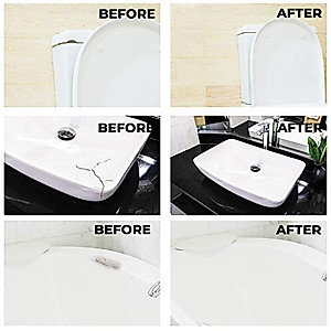 White Tub Repair Kit White for Acrylic, Porcelain, Enamel & Fiberglass Tub Repair Kit for Sink, Shower & Countertop - Bathtub Refinishing Kit for Cracked Bathtub Scratches - Shower Bases & Pans