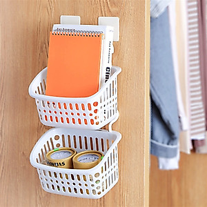 NFEGSIYA Bath Basket Plastic Hanging Shower Basket with Hook Makeup Organizer Basket for Bathroom Storage Holder Kitchen Holder (Color : Square White S)