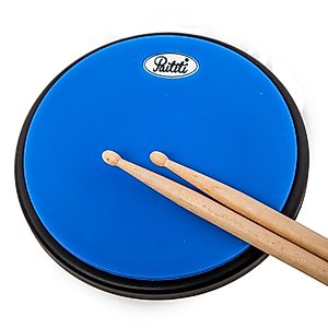 PAITITI 10.5 Inch Silent Portable Practice Drum Pad Round Shape with Carrying Bag Blue Color