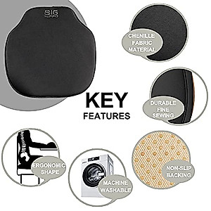 Big Hippo Chair Pads Memory Foam Chair Cushion for Dining Chairs Non Slip Kitchen Dining Chair Pad and Seat Cushion with Ties,Thicken Dining Chair Seat Cushion,16"x15"(1 Pack, Black)