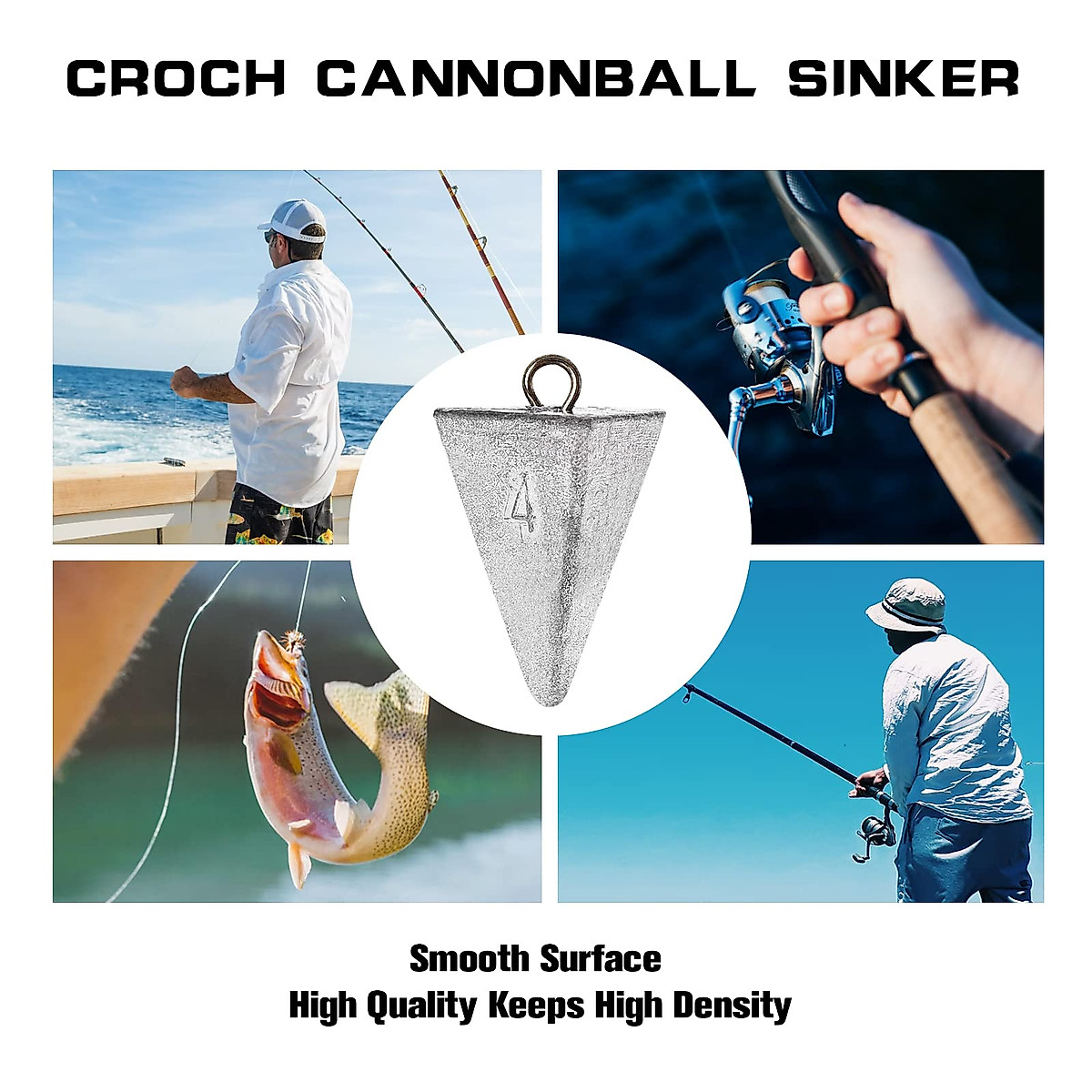 Croch Pyramid Sinkers Fishing Weights for Saltwater 1oz 2oz 3oz 4oz