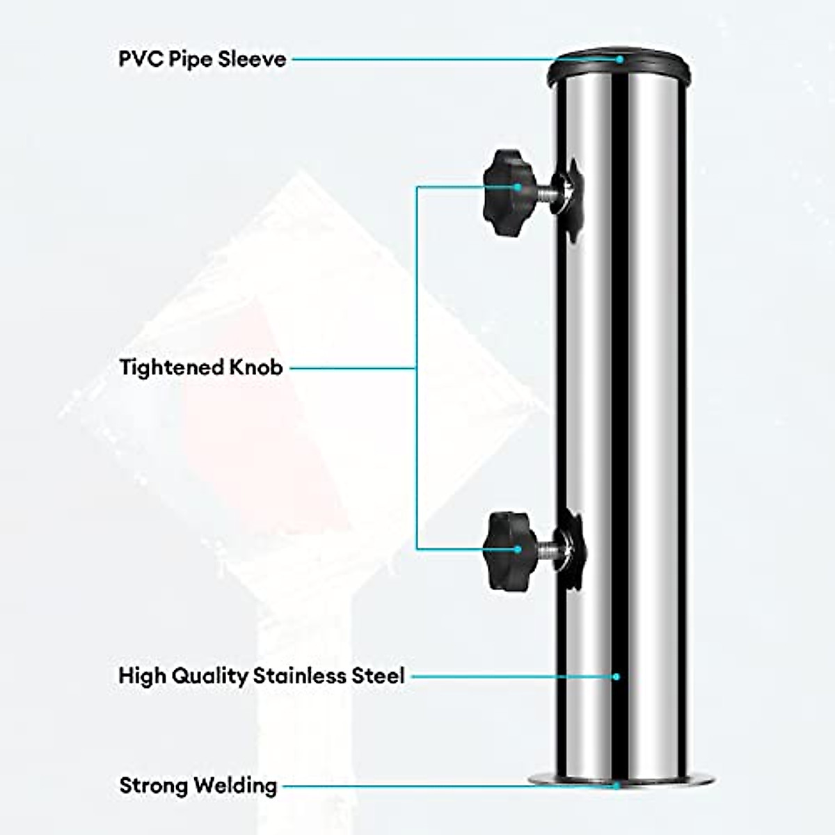 Universal Granite Umbrella Stand Tube Outdoor, Stone Umbrella Stainless Steel Tube Base for Outside, Heavy Duty Marble Flag Pole Stake Holder, Table Umbrella Tube Bracket,DIY Metal Tube Umbrella Mount