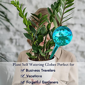 Logresy Plant Watering Stakes, Large 12pcs Flower Automatic Watering Bulbs, Plastic Plant Flower Self Watering Aqua Globes, Garden Self Watering Planter Insert for Daily Watering