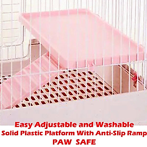 Pink Extra Large Deluxe Indoor Outdoor Multi-Level Guinea Pig Chinchilla Ferret Squirrel Hedgehog Kitten Rabbit Bunny Hutch House Critter Habitat Removable Washable Tray with Lockable Casters