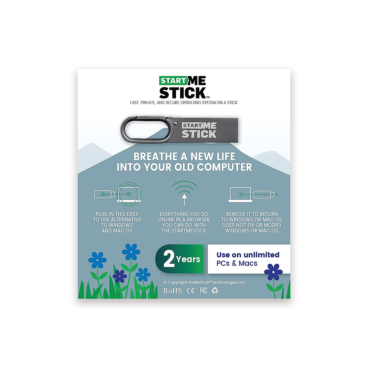 StartMeStick - Breathe a New Life Into Your Old Computer, Plug-in Operating System, Unlimited Use on Unlimited PCs and Macs for 2 Years