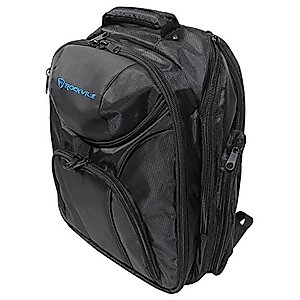 Rockville DJ Laptop/Gear Travel Backpack Bag w/ Headphone Compartment+Dividers, Black