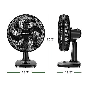 HOLMES BIG BREEZE 16" Table Fan, 80° Oscillation, 3 Speeds, 6 Blades, Powerful Airflow, 40° Head Tilt, Ideal for Home, Bedroom, Gym or Office, Black