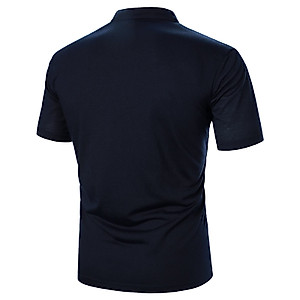 Men's Polo Shirt Short Sleeve Moisture Wicking Quick Dry Golf Shirt Lightweight Performance Outdoor Sport Shirt(Navy,Medium)