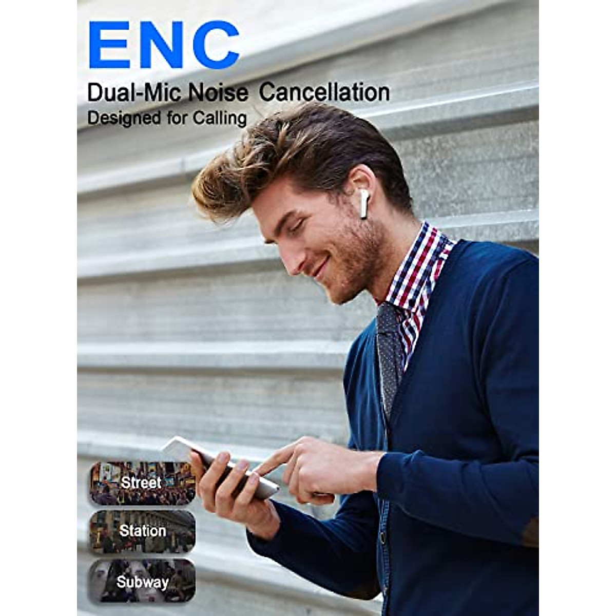 GCBIG Wireless Earbud, Bluetooth 5.3 Headphones with 4 ENC Noise Cancelling Mics, Wireless Headphones in Ear with 25H Playtime, IP7 Waterproof Sports Bluetooth Earphones HiFi Stereo for Android iOS