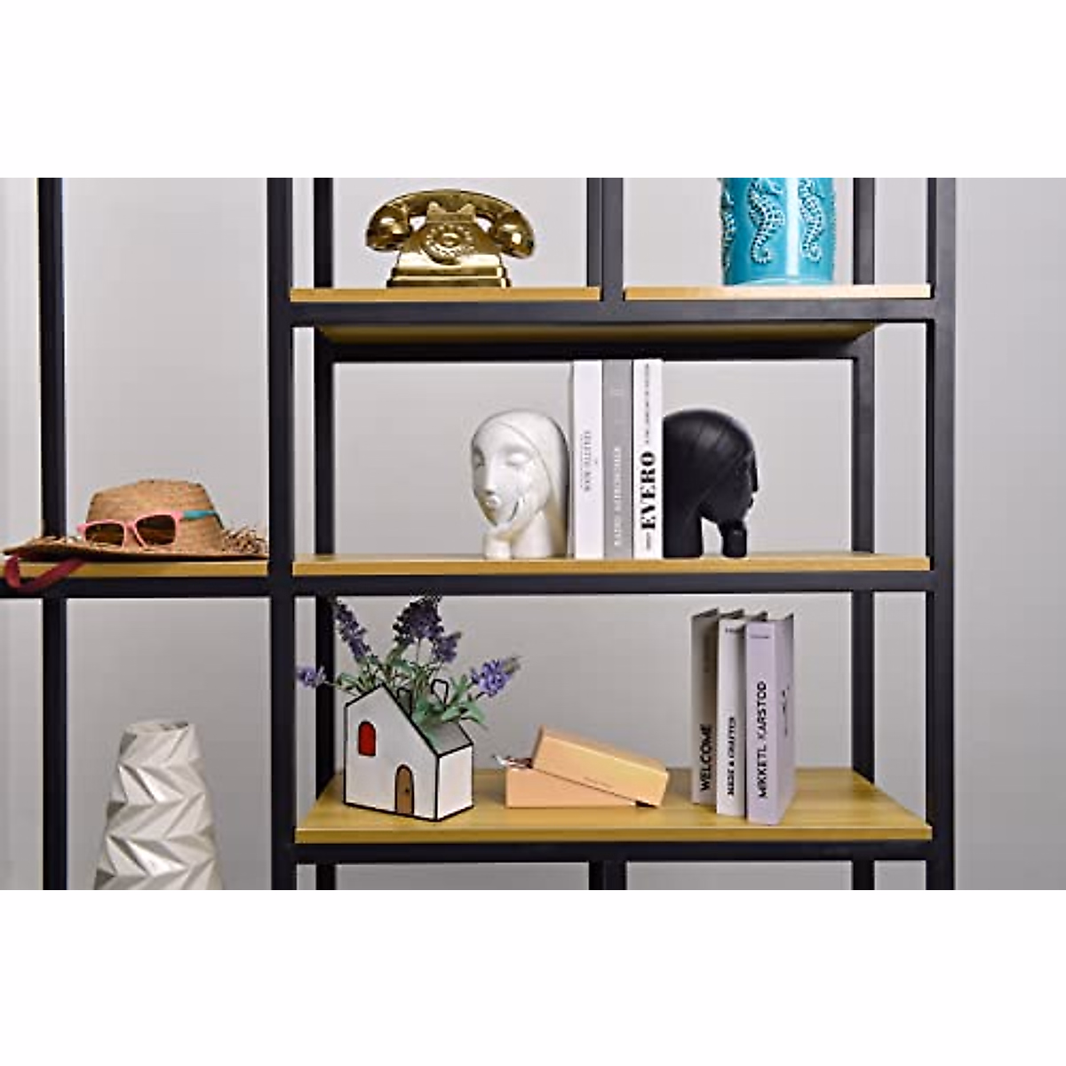 Saysmile Decorative Book Ends for Heavy Books, Unique Women Face Bookends for Shelves with Non-Slip Base Modern Resin Book Holders for Home Office Decor, Great Gifts for Book Lovers(Black&White)