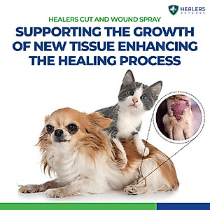Healers PetCare Wound Cleanser - All Animal Wound and Skin Care Spray - Clean, Flush and Moisturize - Natural & Non-Toxic Pain Relief Cleaner for Dogs, Cats, & More Pets (4oz)