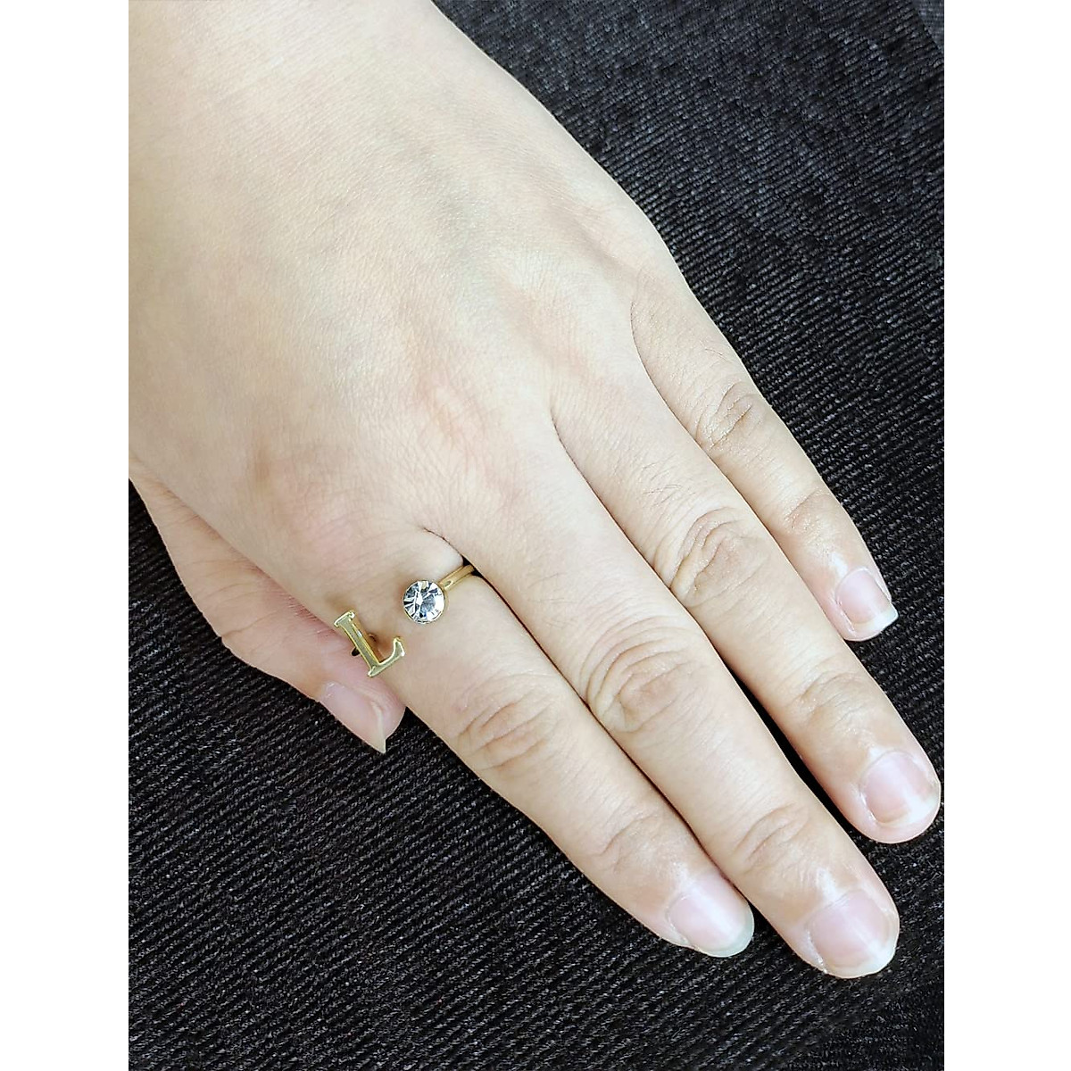 MANZHEN Personalized Gold Initial Letter Ring A-Z Stackable Ring (R)