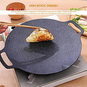 Korean BBQ Grill Pan, Aluminum Non Stick Korean Grill Pan, High Heat Conductivity Griddle Pan for Barbecue, Camping and Other Outdoor Activities (30cm)