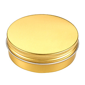 Foraineam 24 Pieces 4 oz Screw Lid Round Tins Aluminum Empty Tins Golden Metal Storage Tin Jars Spice Containers Travel Tin Cans