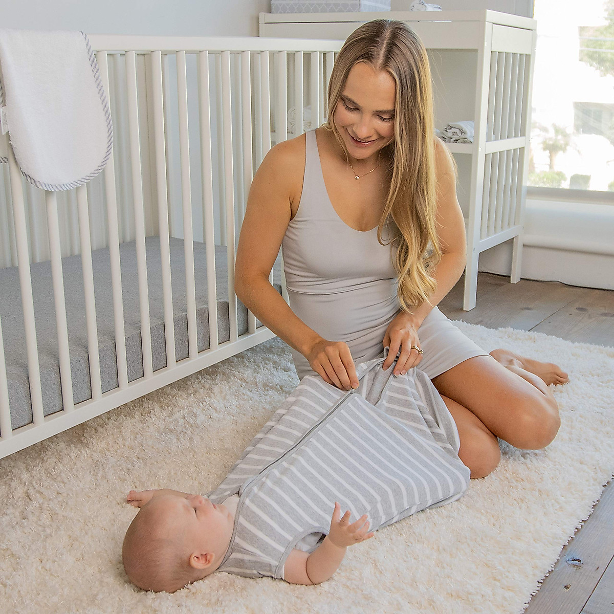 Comfy Cubs Baby Sleep Sack 6-12 Months, Medium - Soft 100% Cotton Wearable Blanket for Babies & Toddlers - Breathable Sleeveless Sleep Bag for Baby with Covered Zipper - Grey