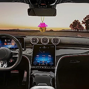 Mxkoso Disco Ball Car Accessory,Car Disco Ball Cowboy Hat, Disco Ball Car,Cute Car Disco Ball,Disco Ball Necklaces for Birthday Party Accessory, Disco Car Charm (A03)