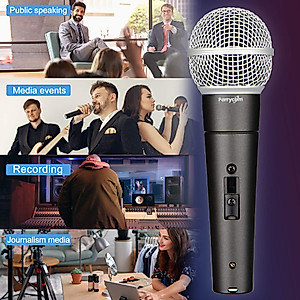Perrycom Professional Dynamic Vocal Microphone with On and Off Switch, Cardioid Handheld Metal Mic for Singing, Compatible with AMP/Speaker/Mixer,Black Clip,XLR Gold-Plating Conn(TM58S)