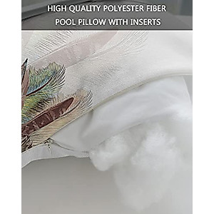 Recliner Head Pillow Ledge Loungers Chair Pillows with Insert Colorful Feather Lumbar Pillow with Adjustable Strap Outdoor Waterproof Patio Pillows for Couch Beach Pool Office Chair, 2 PCS