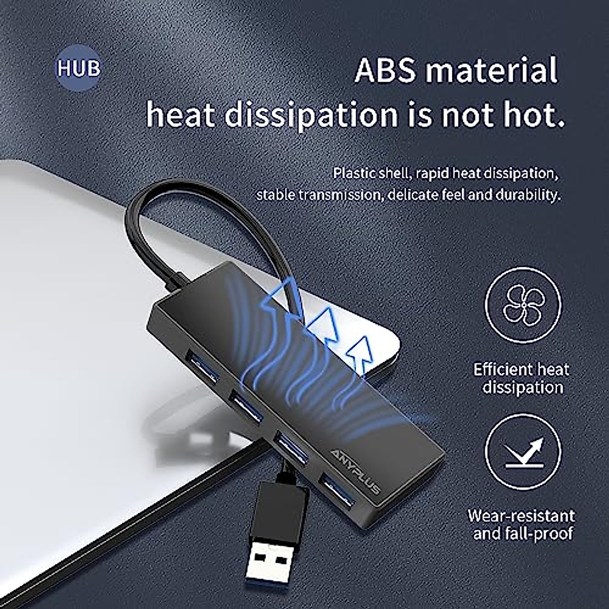 ANYPLUS USB 3.0 Hub, 4 Port USB Hub Splitter,Portable USB Adapter Mini Multiport Expander for Desktop, Laptop, Xbox, Flash Drive, HDD, Console, Printer, PC, Keyboards, HP, Dell