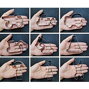 Construction Cookie Cutter Set-3 Inches-9 Piece- Excavator Digger Bulldozer Dump Truck Hammer Wrench Construction Tools Cutters Molds for Kids Construction Themed Party