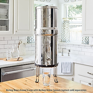 Small Berkey Base Stainless Steel Stand Raises Your Travel Berkey Water Filter System 6" Above Countertop for Easier Dispensing of Filtered Water