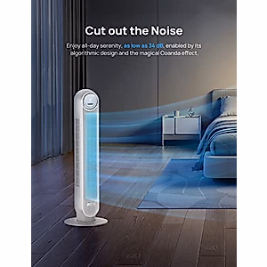 Dreo Tower Fan with Remote, Smart Oscillating Quiet Fans for Bedroom, Bladeless Standing Cooling Floor Fan with WiFi Voice Control Blow Cold Air, 4 Modes, 4 Speeds, 8H Timer, Works with Alexa/Google