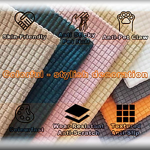 AYLFBFU Waterproof L Shaped Couch Cover Elastic Small Checks Easy Fit, Sofa Slipcovers for 4 Seater with Foam Sticks & Elastic Straps, Couch Set for Kids, Dogs, Pets, Dark Blue