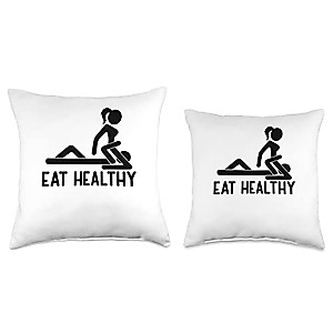 Eat Health Adult Joke Funny Sexy Saying Valentine Pun Humor Throw Pillow