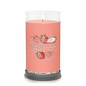 Yankee Candle White Strawberry Bellini Signature Medium Pillar Candle, 14.25oz,