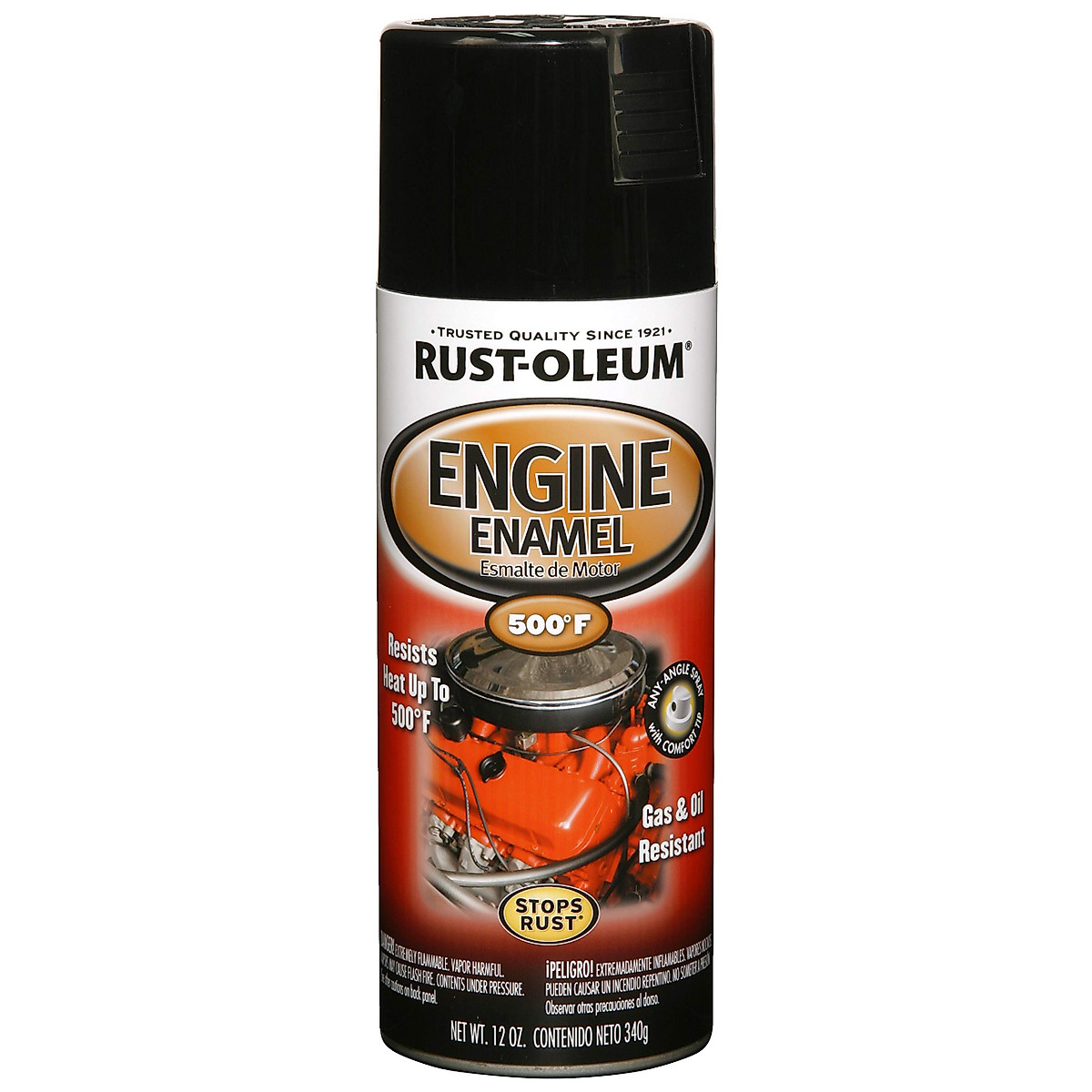 Rust-Oleum 248932, Gloss Black, 12 oz, Automotive Engine Enamel Spray Paint, 12 Ounce (Pack of 1)