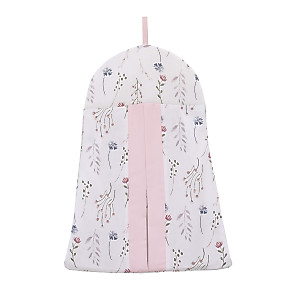 NoJo Woodland Wreath Pink, White, Blue Floral 4 Piece Nursery Crib Bedding Set- Comforter, 100% Cotton Crib Sheet, Dust Ruffle, Diaper Stacker