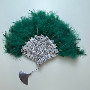 Msbfea Big Size Design African Orange Feather Fan Ladies Wedding Feather Fan for Bride Double Side Feather Nigerian Flower - 35cmx45cm Color 915