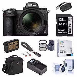Nikon Z 6II Mirrorless Digital Camera with NIKKOR Z 24-70mm f/4 S Lens Bundle with 128GB SD Card, Bag, Wrist Strap, Extra Battery, Charger, Filter Kit and Accessories