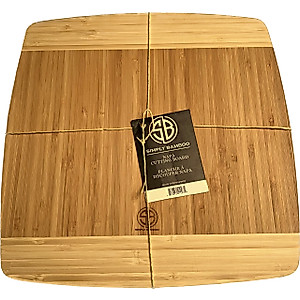 Simply Bamboo CBN112 Napa Bamboo Wood Cutting Board for Kitchen | Chopping Board | Carving Vegetables, Fruits, Meat - 12'' x 12" x 0.75"