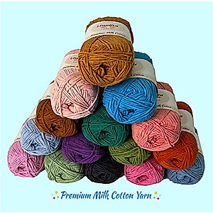 TANLITA 4-Skein Premium Milk Cotton Crochet Yarn 200g (440 Yards), 4-ply Soft Premium Milk Cotton Yarn, 72 Colors Available, Knitting Crochet Milk Cotton Yarn (31-Rusty Red)