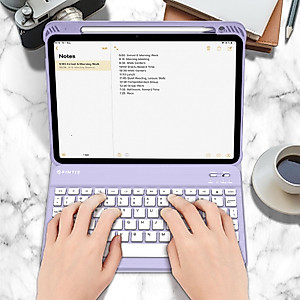 Fintie Keyboard Case for iPad Air 11-inch M2 (2024), iPad Air 5th Generation (2022) / iPad Air 4th Gen 10.9" - Soft TPU Back Cover w/Magnetically Detachable Bluetooth Keyboard, Lilac Purple