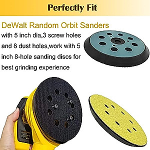 5 Inch 8 Hole Replacement Sander Pad for DeWalt Sander - 5" Hook & Loop Sanding Backing Pad for DW420/K, DW421/K, DW423/K, DW426/K, D26453/K, D26451 Orbital Sander