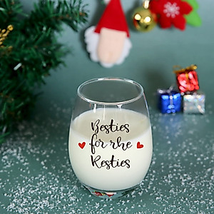 Jogskeor Friends Gift Stemless Wine Glass for Friends Women BFF, Bestie, Friends Female, Friendship Gift Ideas, Christmas Wedding Party Winter Holiday Birthday, 15 Oz