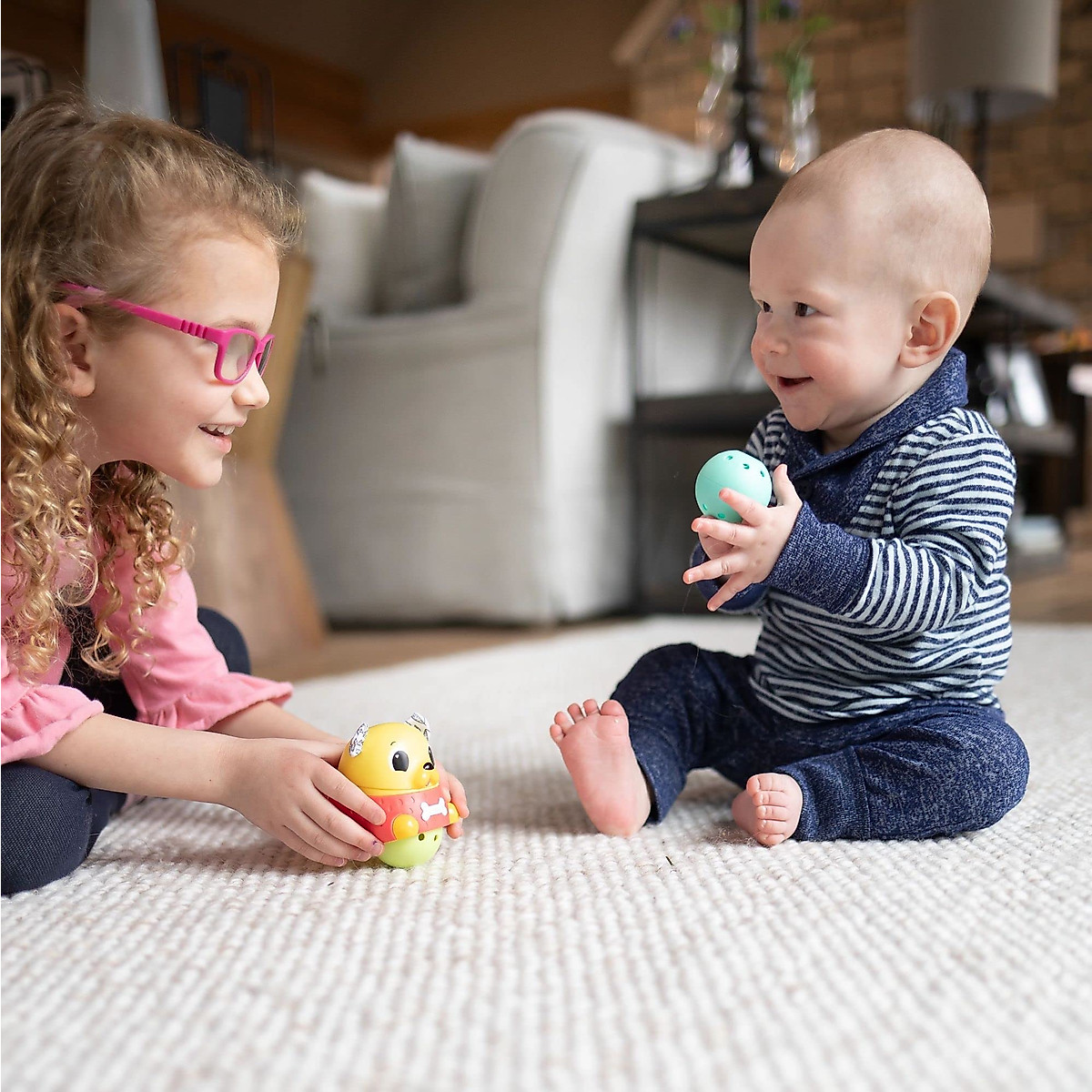 Lamaze Crawl & Chase Pug Ball Popper Toy - Includes Pug Ball Popper and 2 Baby Ball Toys - Baby Tummy Time and Crawling Toys - Baby Gifts for Ages 18 Months and Up