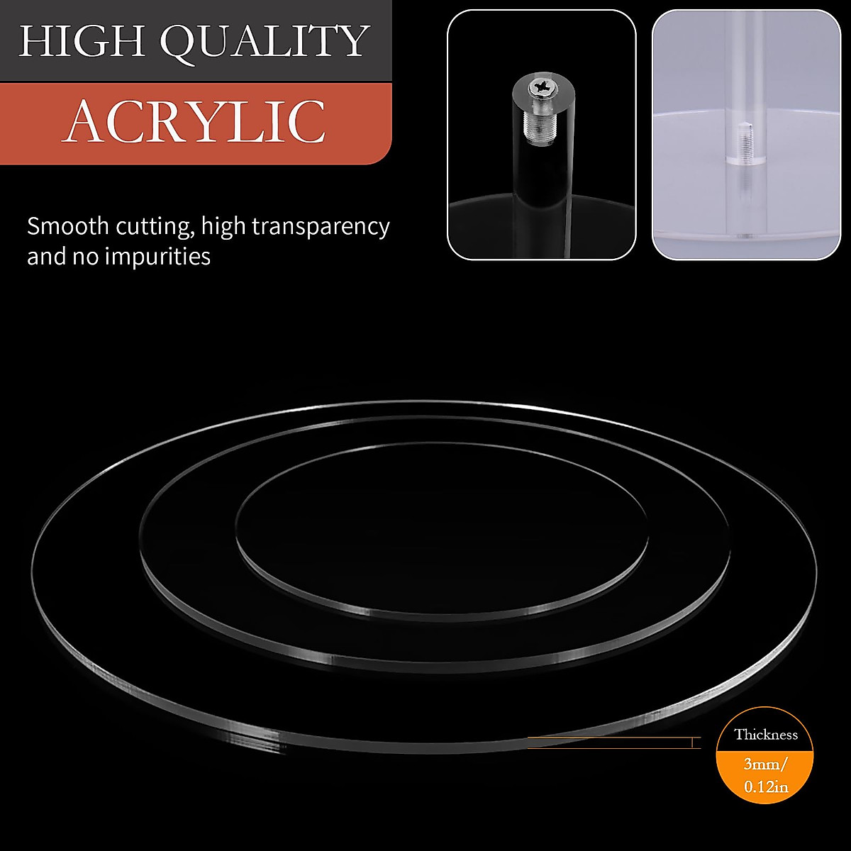 3PCS Acrylic Cake Stand, Tall Cake Stand, Acrylic Dessert Table Display Set, Round Clear Cake Stand, for Wedding, Event, Birthday Party