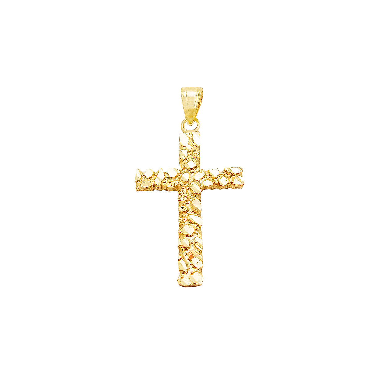 AMZ Jewelry 10K Yellow Gold Nugget Cross Pendant Gold Nugget Cross