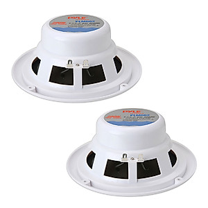 Pyle Hydra Marine Amplifier Upgraded Elite Series 400 Watt 4 Channel Audio Amplifier & 6.5 Inch Dual Marine Speakers - 2 Way Waterproof and Weather Resistant Outdoor Audio Stereo Sound System