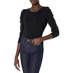 Amazon Essentials Women's Supersoft Terry Pleated-Sleeve Sweatshirt (Previously Daily Ritual), Black, X-Large