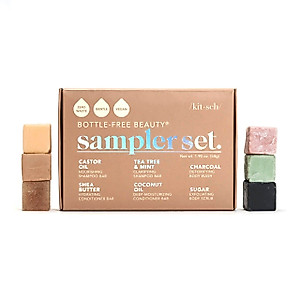 Kitsch 6 Piece Luxury Bar Sampler Set with Shampoo Bars, Conditioner Bars & Body Wash Bars - Made in US - All Natural - Bottle-Free Beauty Bars